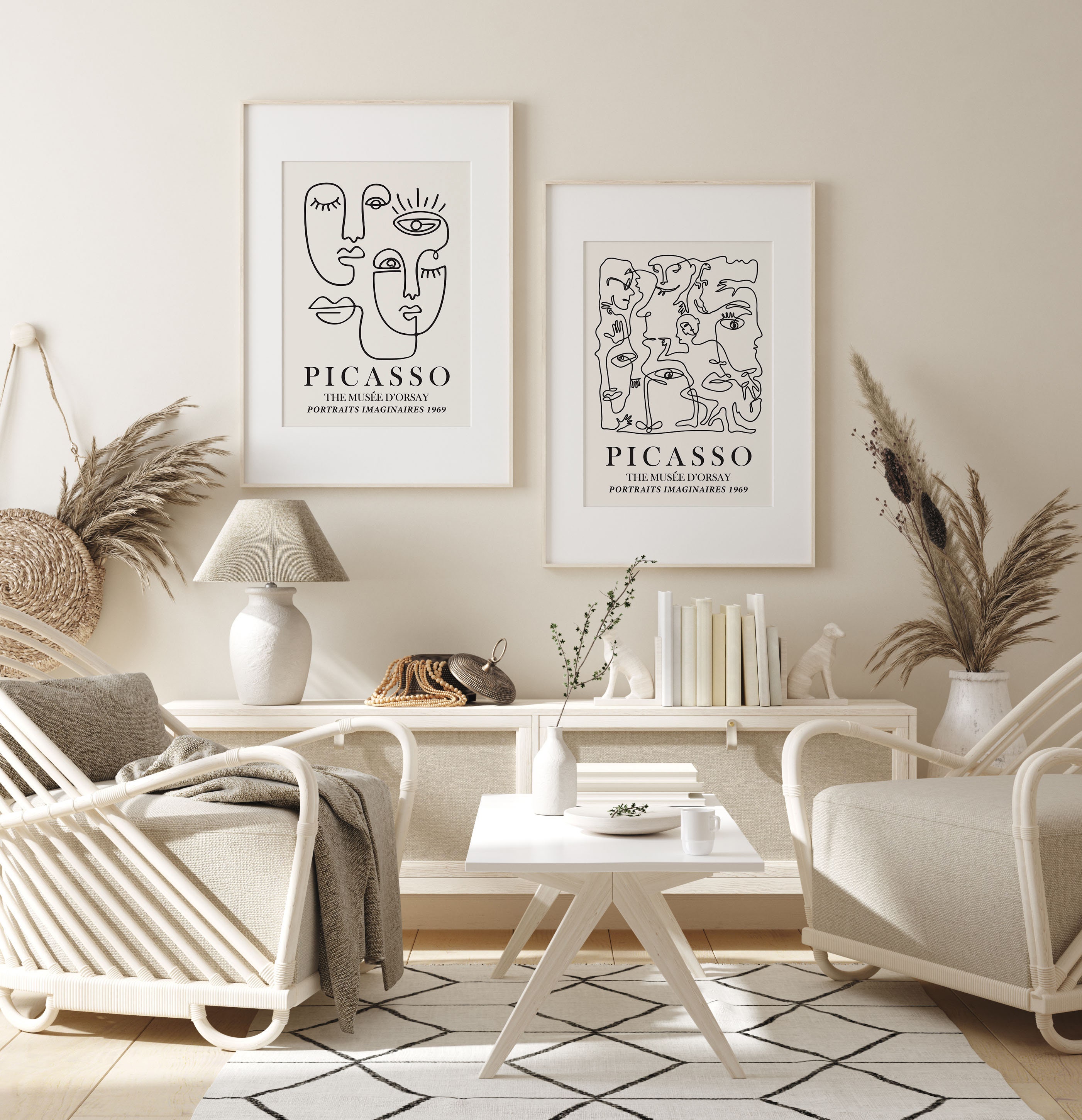 Picasso Line Art Print Set: Beige Neutral Gallery Wall (digital ...