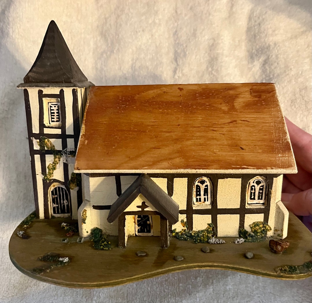 Vintage Pauline Ralph Medieval Church Handmade Music Box Amazing Grace ...