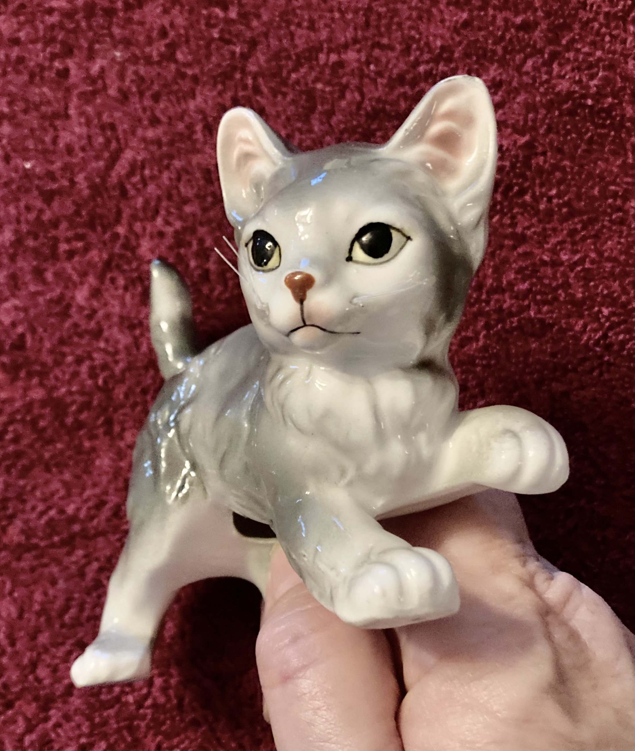 1960s Vintage Bone China Porcelain Gray and White Cat Kitten - Etsy