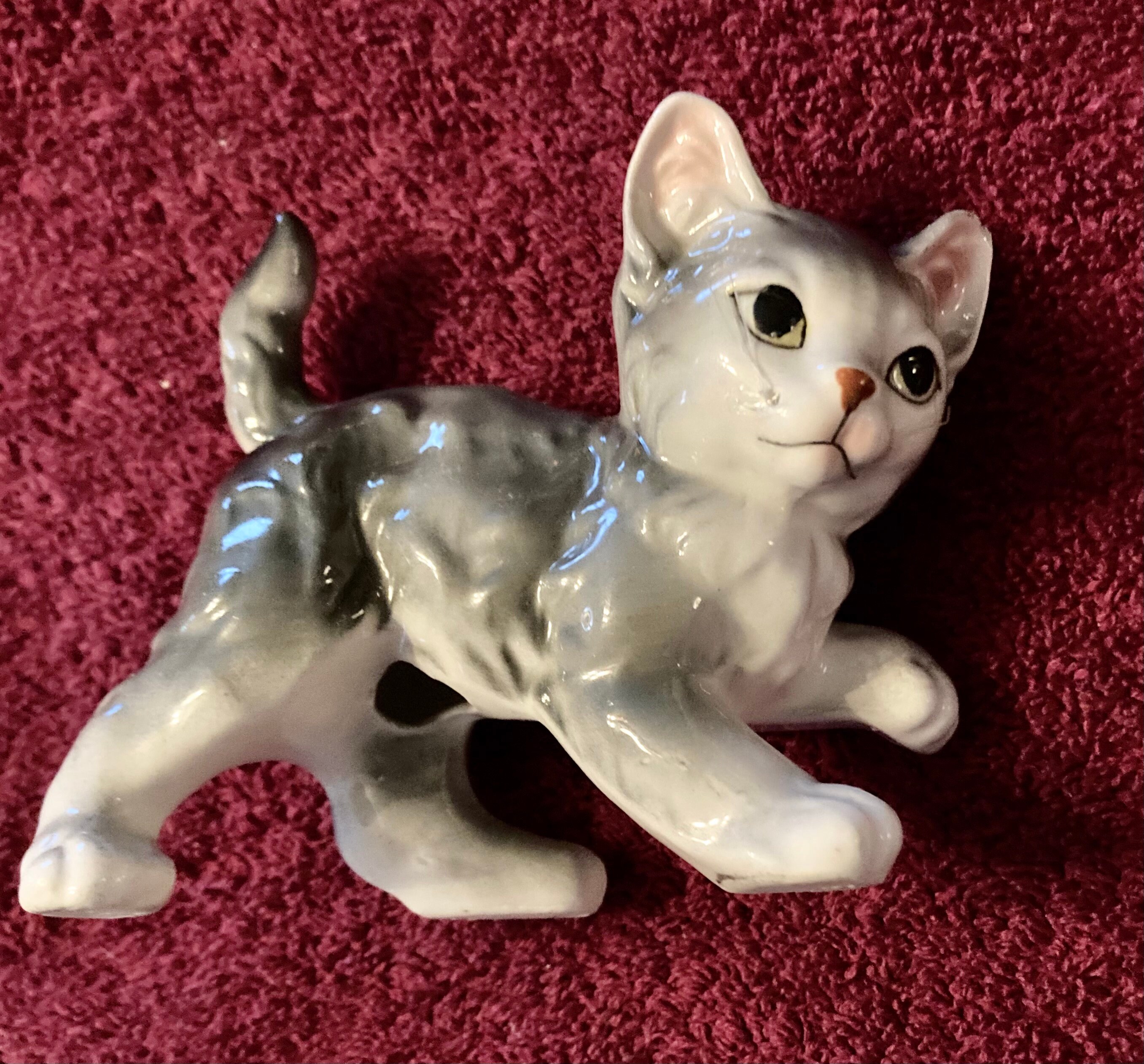 1960s Vintage Bone China Porcelain Gray and White Cat Kitten - Etsy