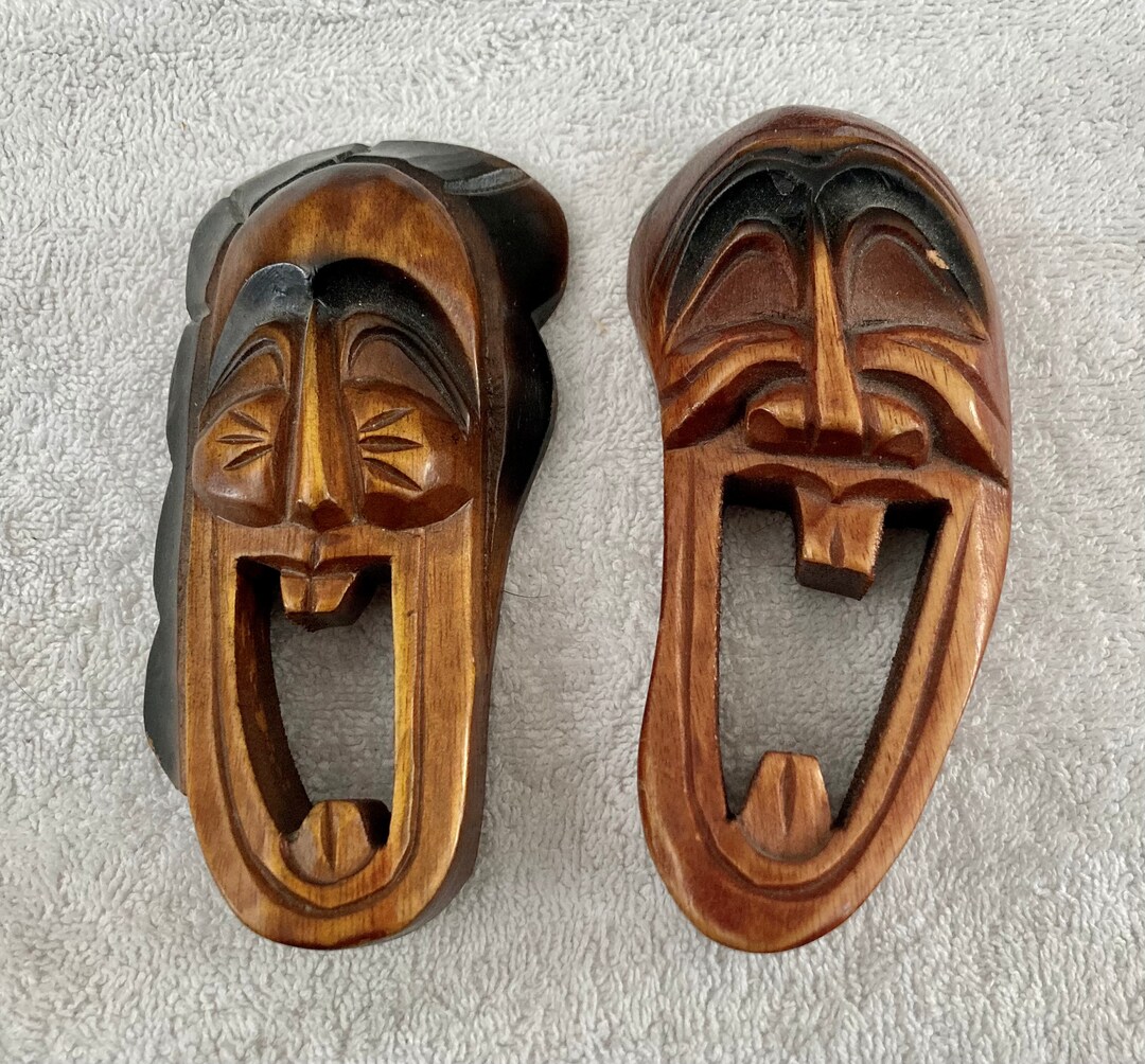 Vintage Carved Wooden Korean Yangban Hahoe Tal Male and Female - Etsy