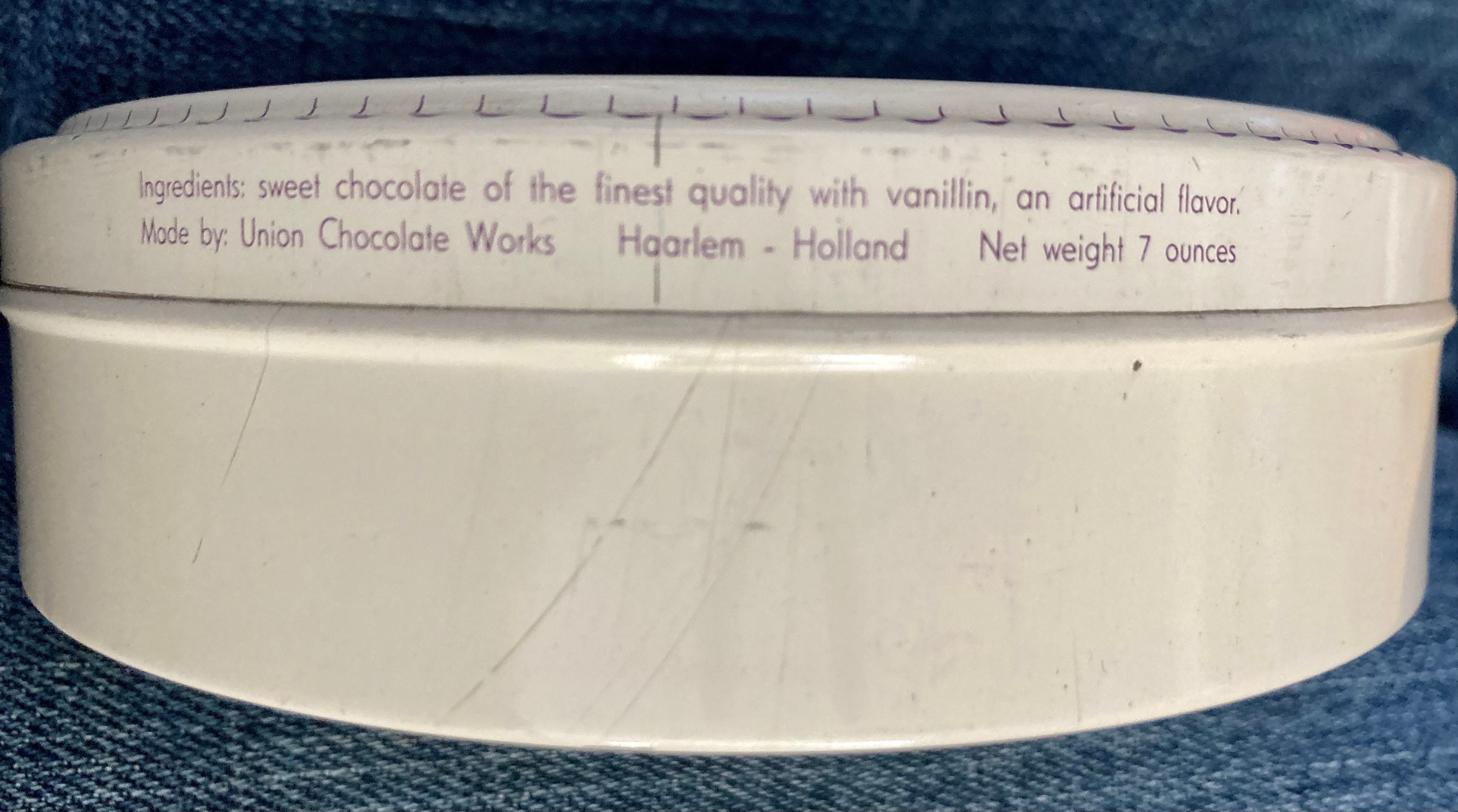 RARE Vintage Union Chocolate Works Lithograph Violet Small Embossed Tin ...