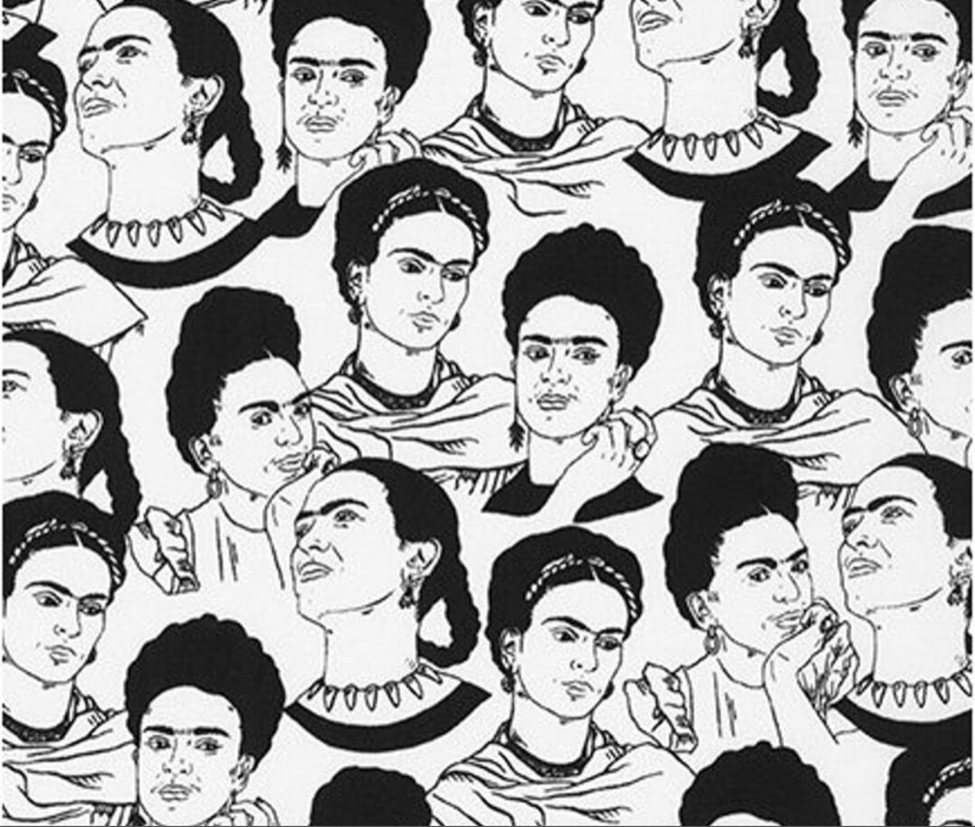 Frida Kahlo White Background Many Faces of Frida 100 Percent Cotton ...