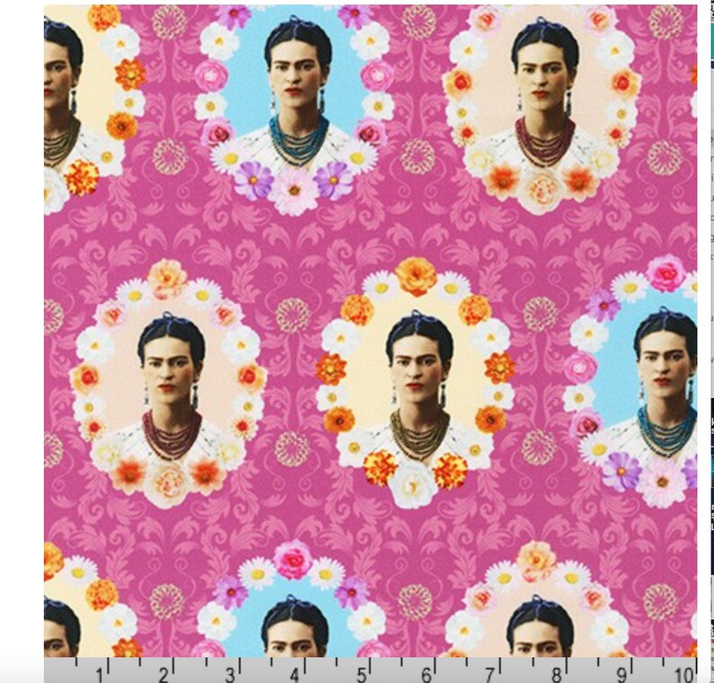 Frida Kahlo Pink Background Portrait Print 100 percent Cotton | Etsy