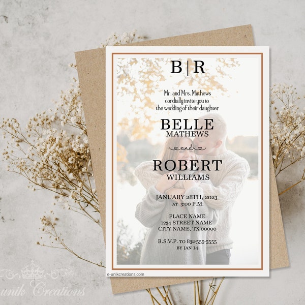 Printed Basic Wedding Invitations - Etsy