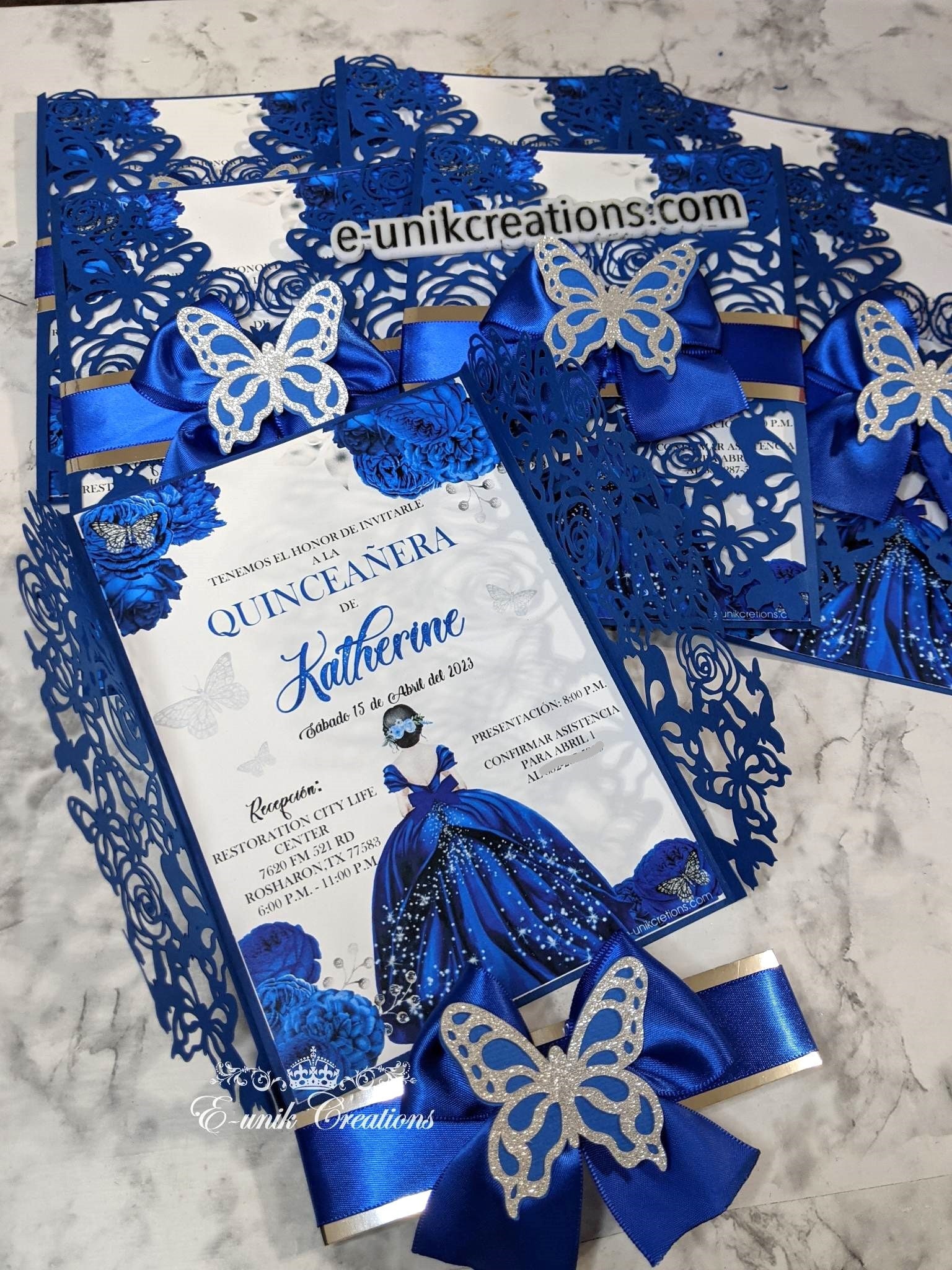 Invitaciones De Quinceanera Azul