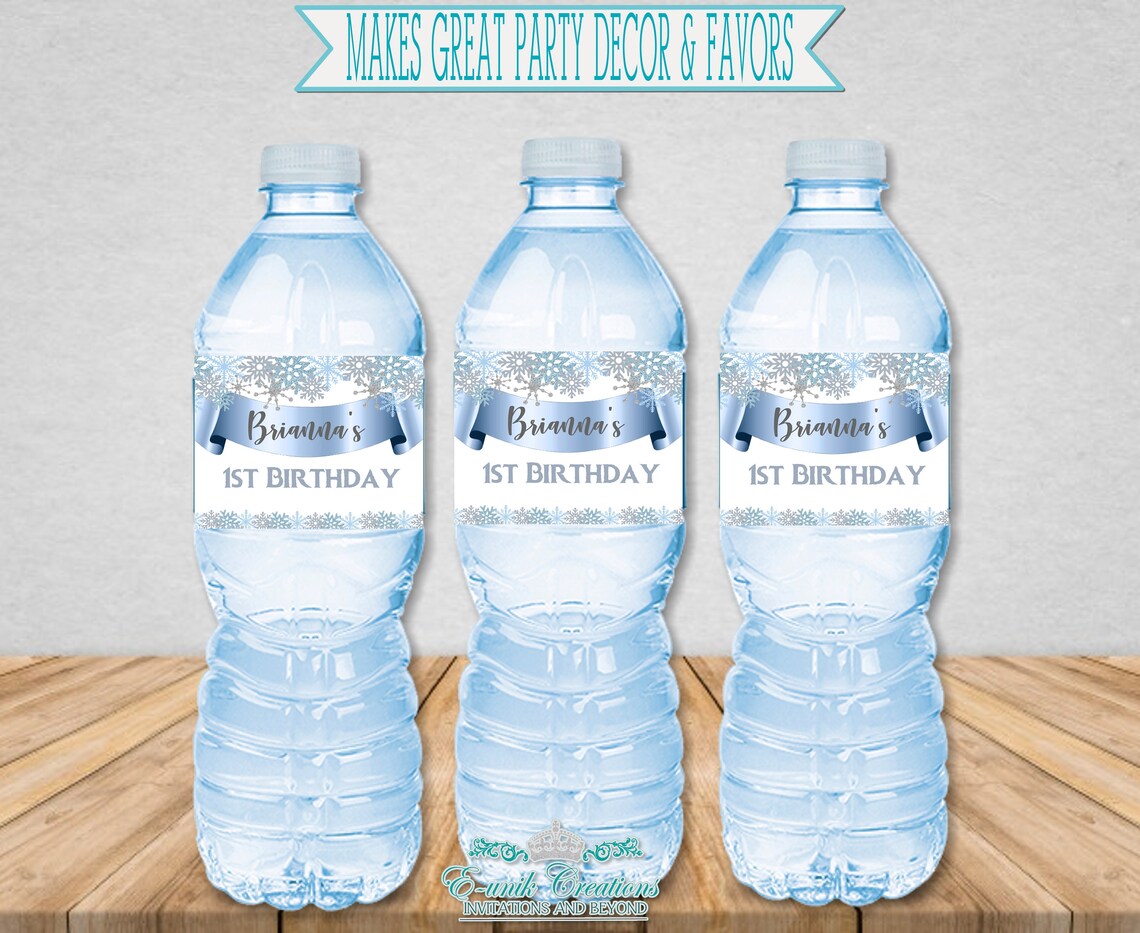 Snowflake Labels Melted Snow Custom Water Labels Water | Etsy