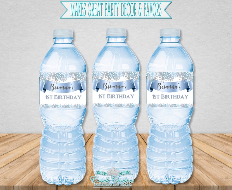 Snowflake Labels Melted Snow Custom Water Labels Water - Etsy