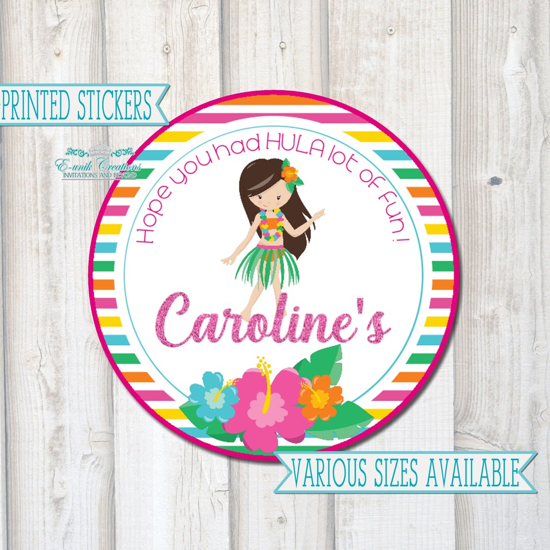 Luau Party Stickers | Luau Birthday Labels | Hawaiian Birthday Party ...