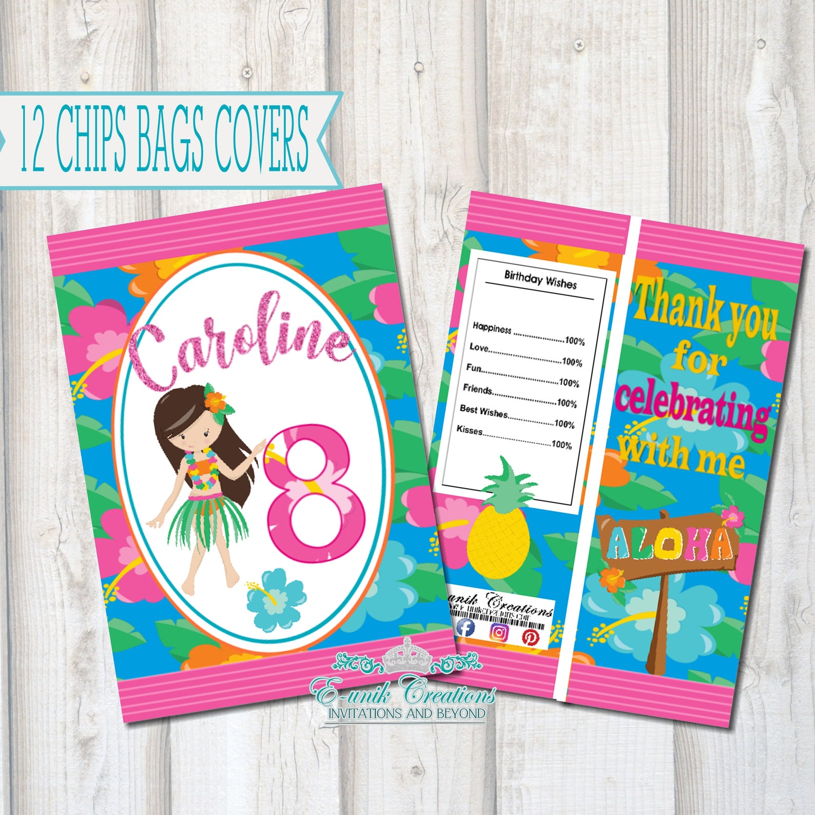 Luau Chip Bags Custom Chip Bags Hawaiian Chip Bag Luau - Etsy