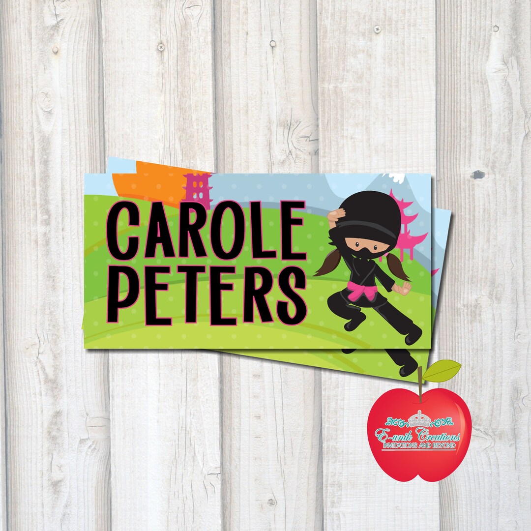 Ninja Girl Sticker, Ninja School Labels, School Supplies Tag, School ...