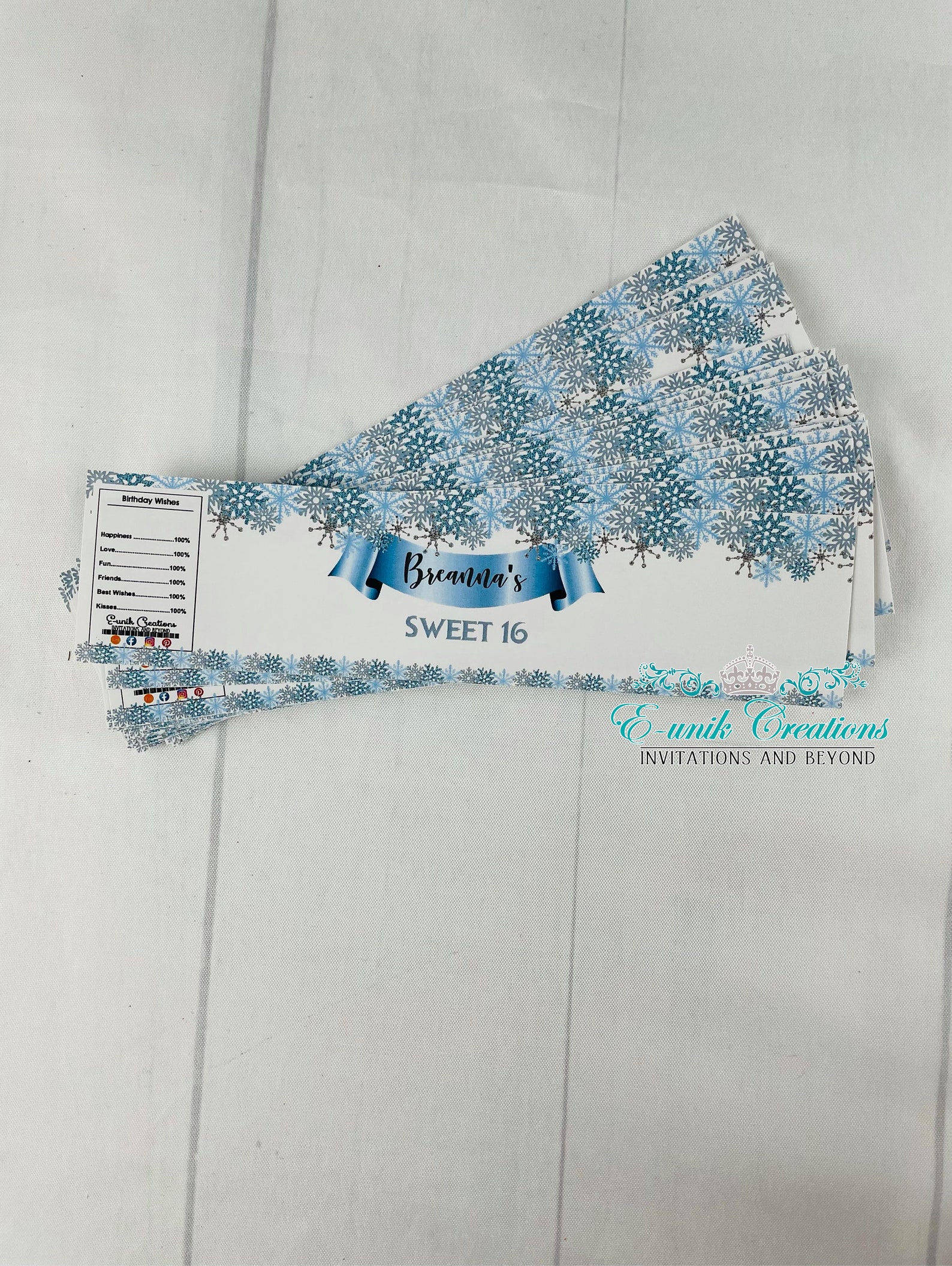 Snowflake Labels Melted Snow Custom Water Labels Water - Etsy