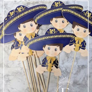 Navy Blue Charrito Centerpieces, Charrito Cutouts, Mariachi Sticks ...