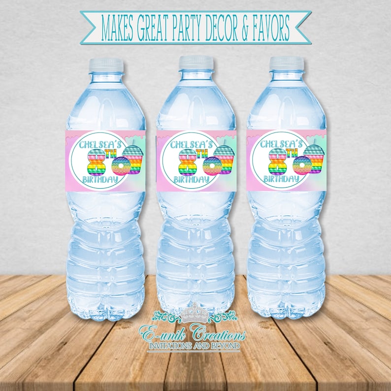 Pop It Labels Water Bottle Labels Pop It Party Decor Pop It | Etsy