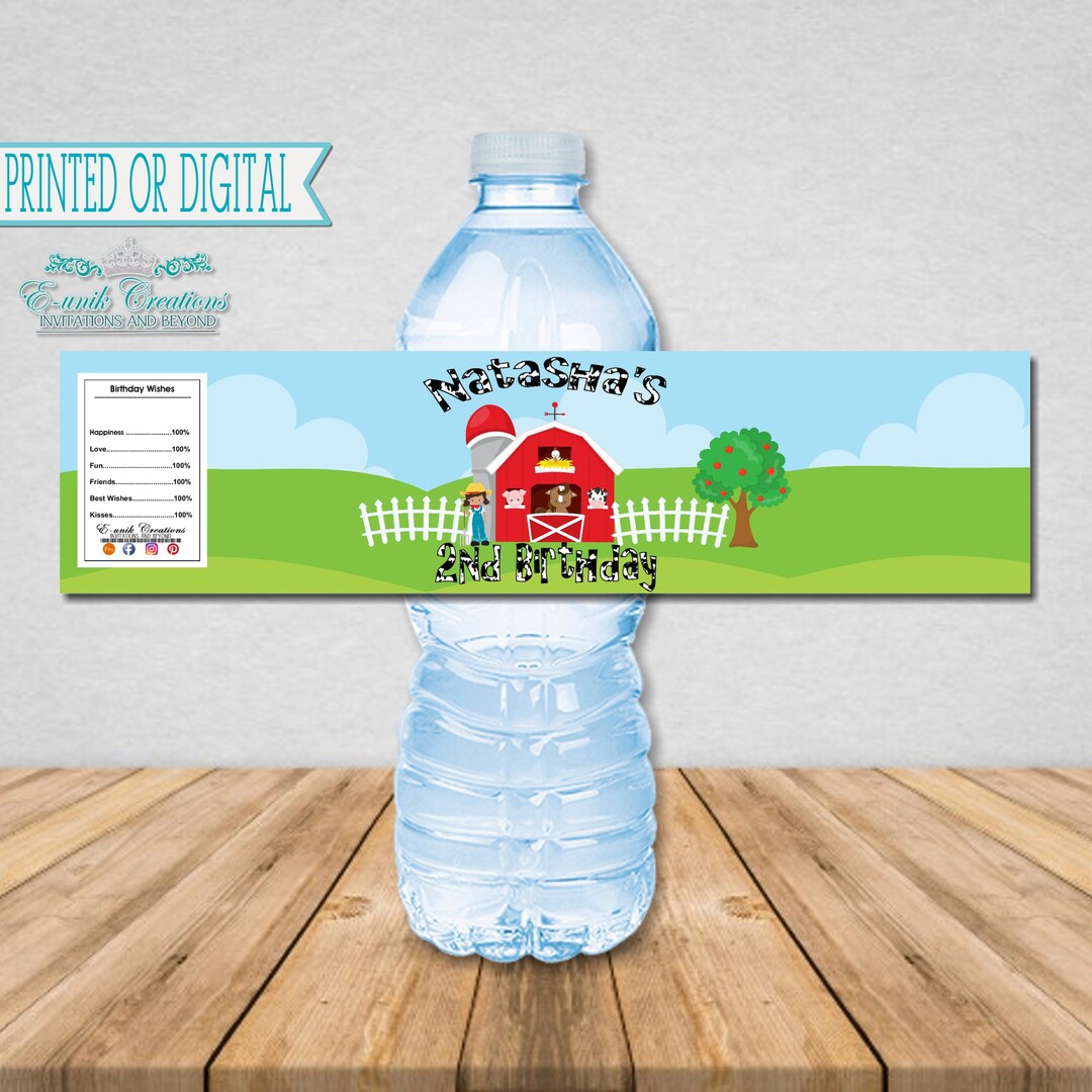 Farm Bottle Labels Farm Water Labels Barnyard Party Decor - Etsy