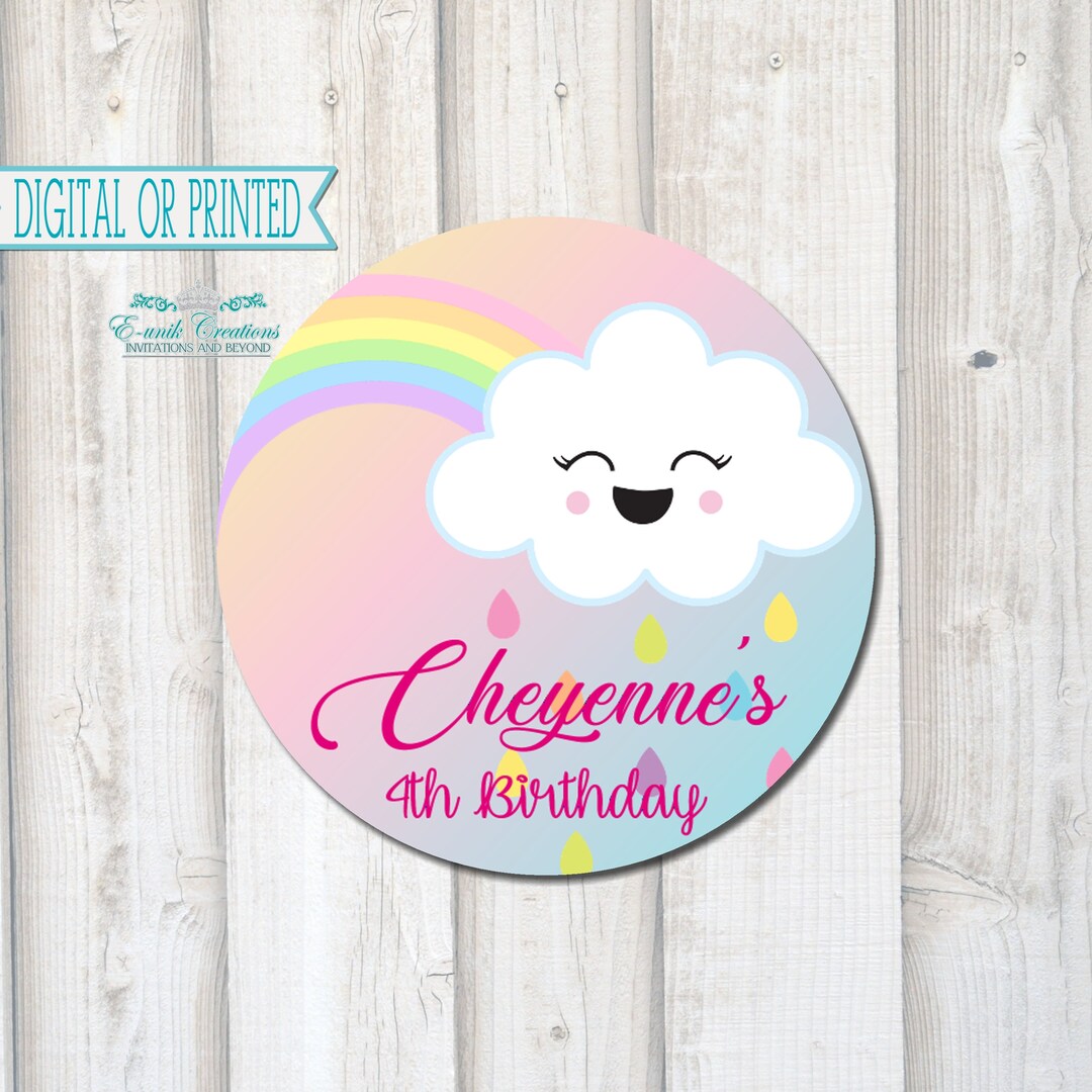Rainbow Cloud Party, Cloud 9 Party, Happy Cloud Label, Kawaii Cloud ...