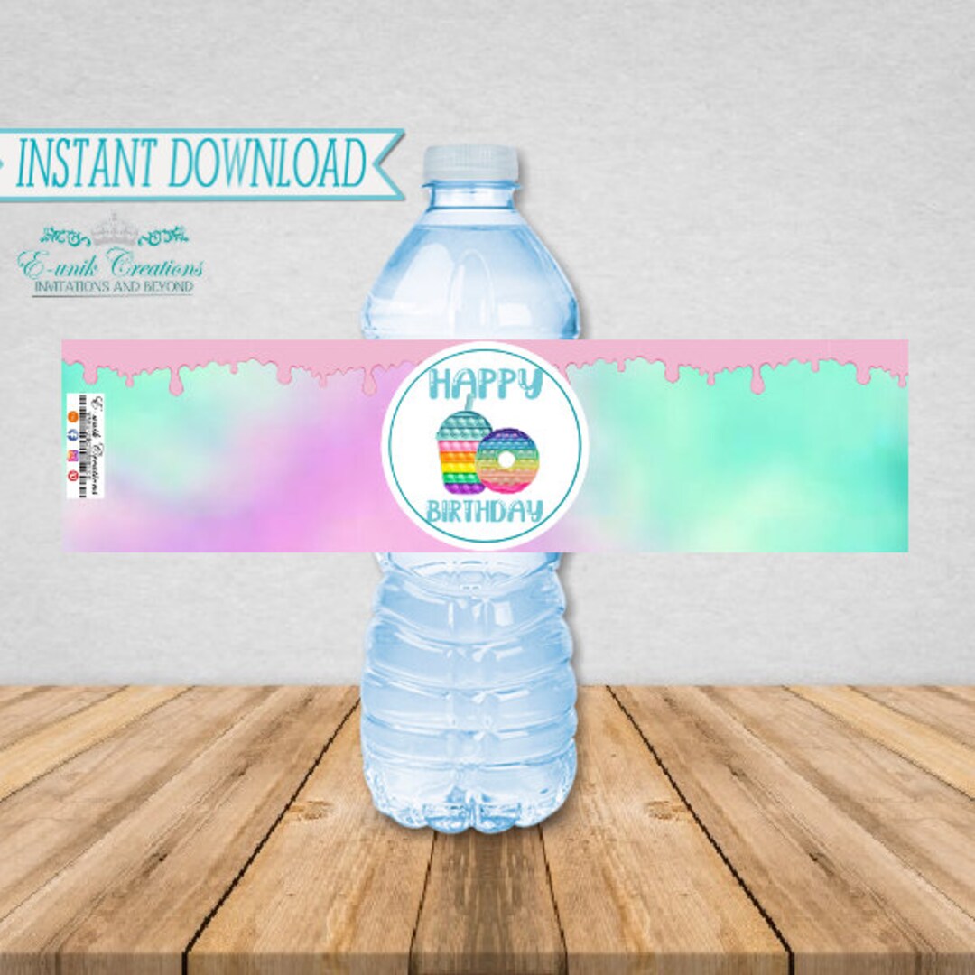 Pop It Bottle Labels, Water Bottle Labels, Pop It Wrappers, INSTANT ...