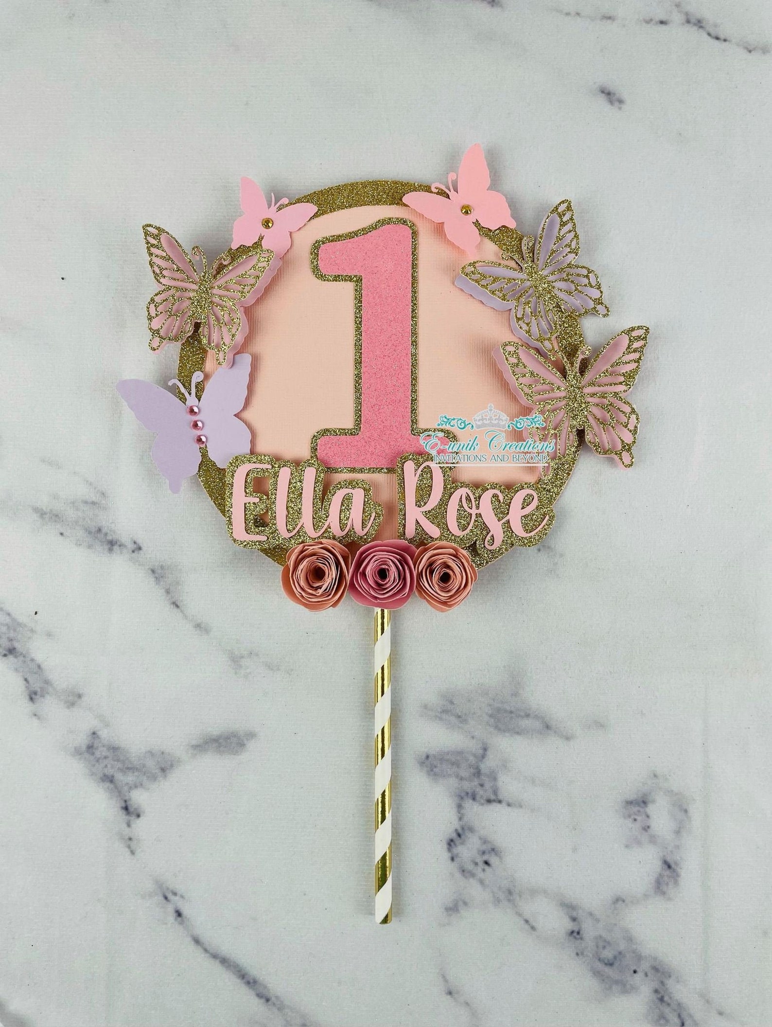 Butterfly Cake Topper Garden Cake Topper Floral Toppers 3D | Etsy