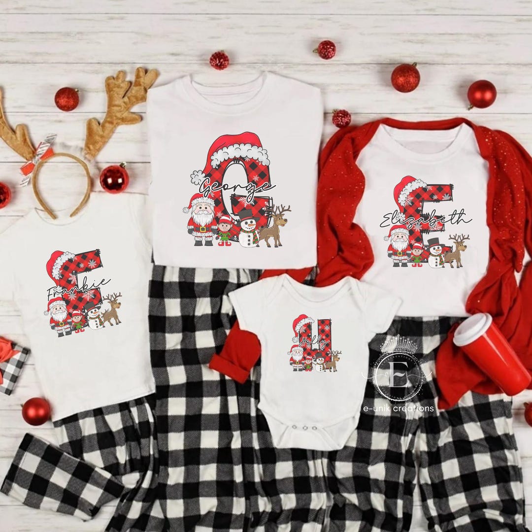 Custom Christmas Letter Santa Sweatshirt Santa Doodle Letter T-shirt ...