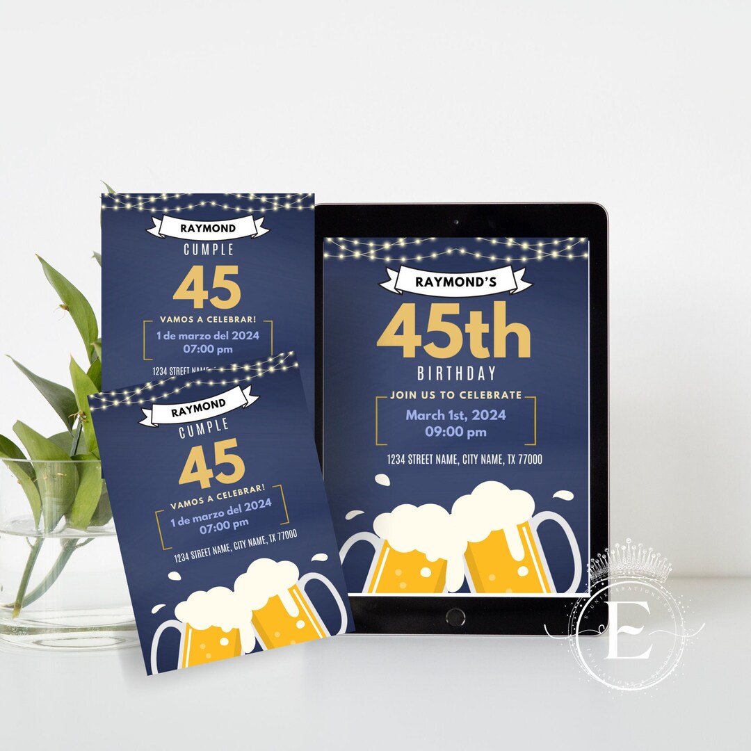 Cheers and Beers Birthday Invitation, Digital Birthday Invitations ...