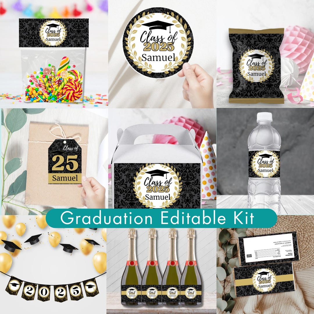 Graduation Party Kit: Editable Printable Decorations (instant Download ...