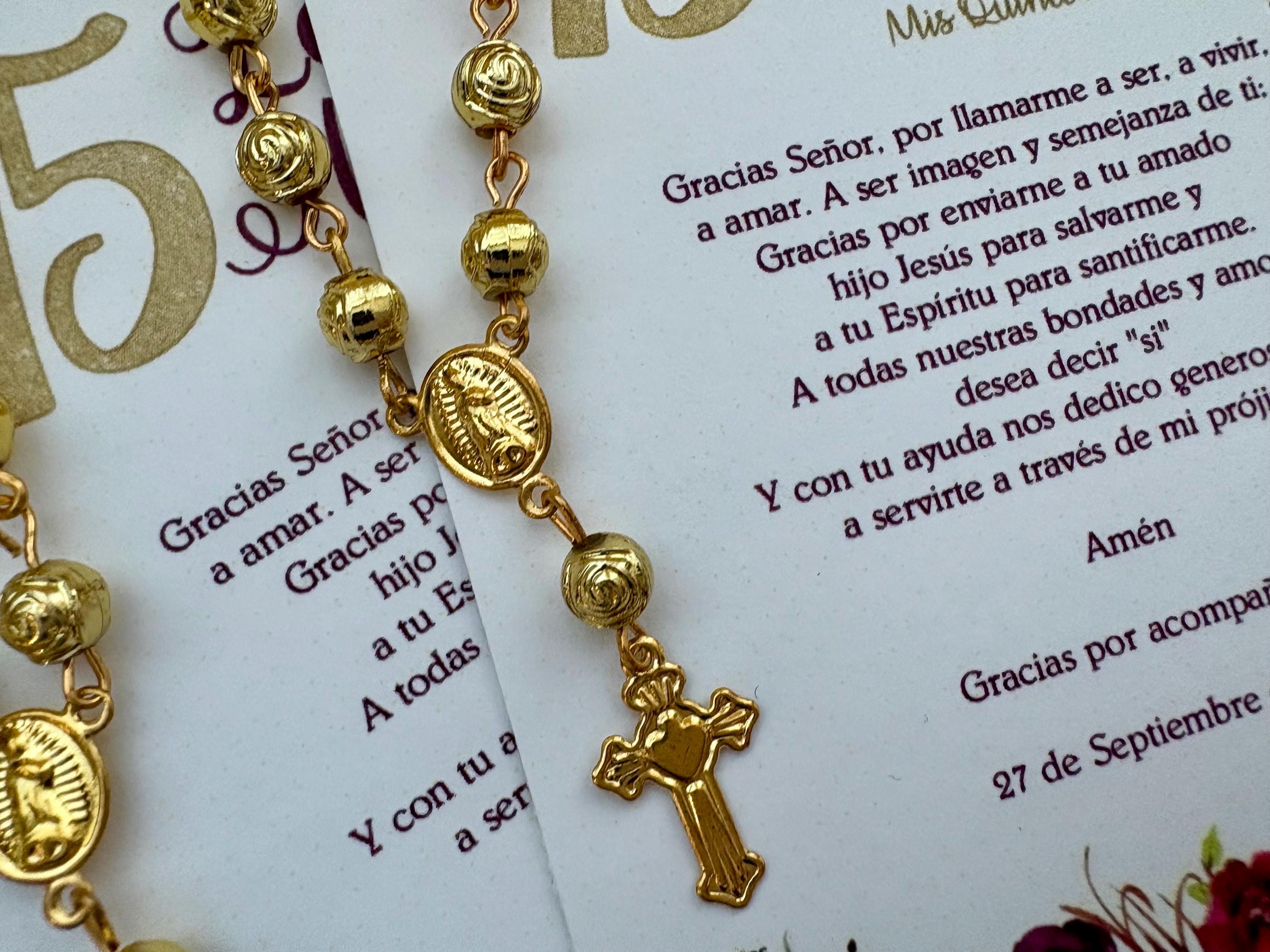 Quinceanera Favors Personalized and Printed Rosary Prayer Card for A ...
