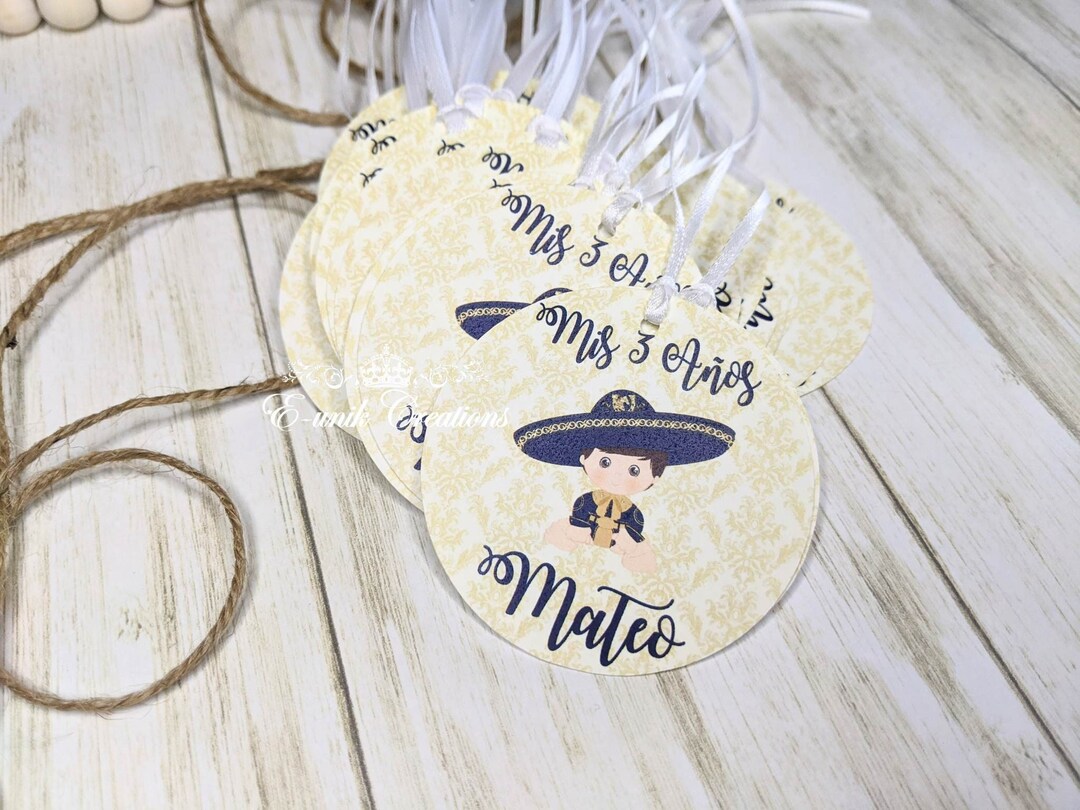 Navy Blue Charro Tags, Charro Party Decor, Charrito Tags, Baptism Tags ...