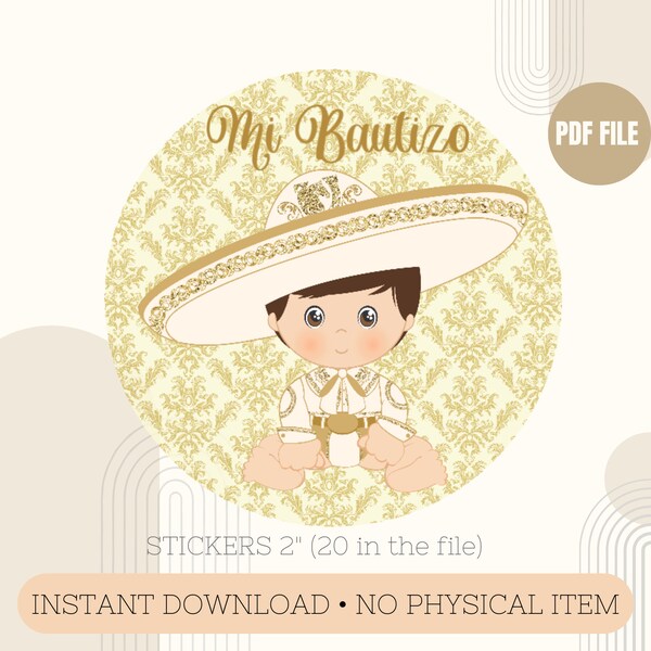 Charro Baptism Digital File Sticker - Etsy