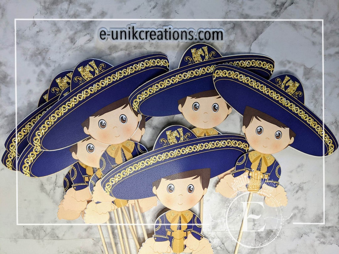 Navy Blue Charrito Centerpieces, Charrito Cutouts, Mariachi Sticks ...