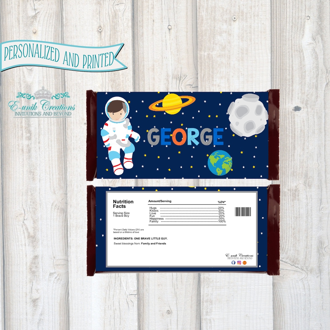 Astronaut Chocolate, Space Explorer Label, Spaceship Wrapper - Etsy