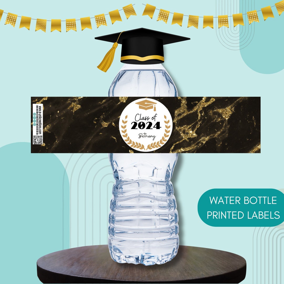 Graduation Water Bottle Labels, Class of 2025, Printed Drink Labels ...