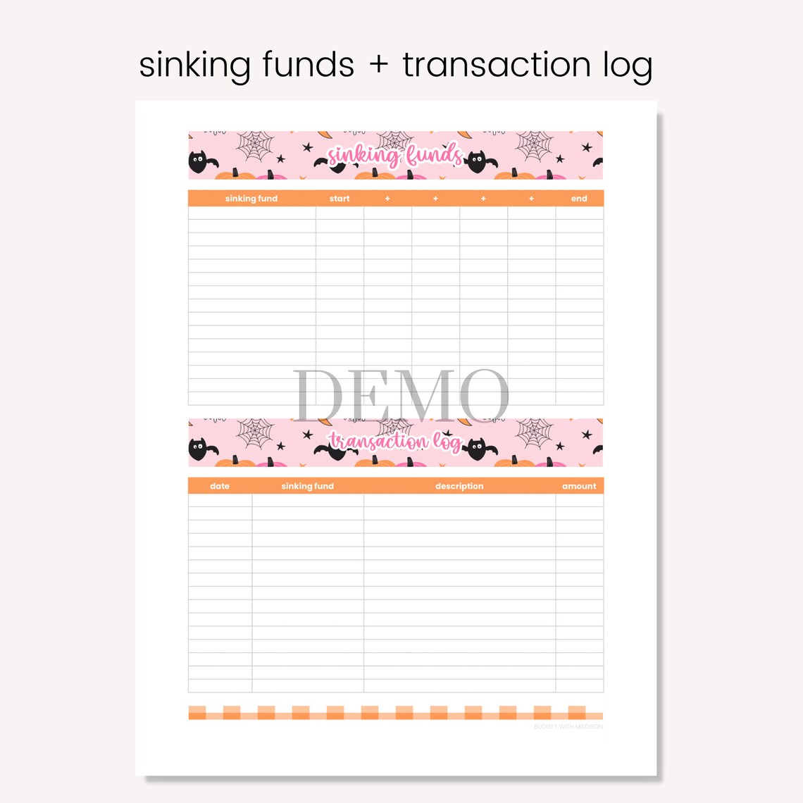 October Budget Kit Calendar Monthly Budget Weekly Check in Paycheck ...