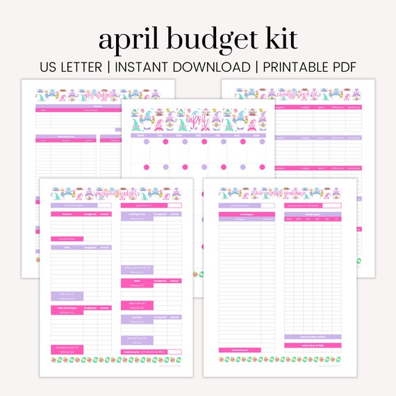 April Budget Kit calendar Monthly Budget Weekly Check in - Etsy