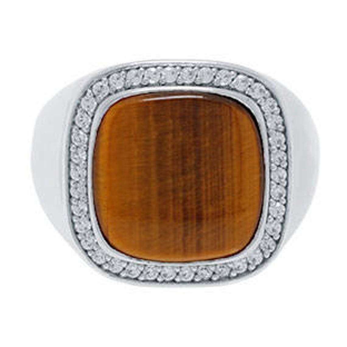Mens Signet Ring Mens Big Tiger Eye Diamond Signet Ring White - Etsy