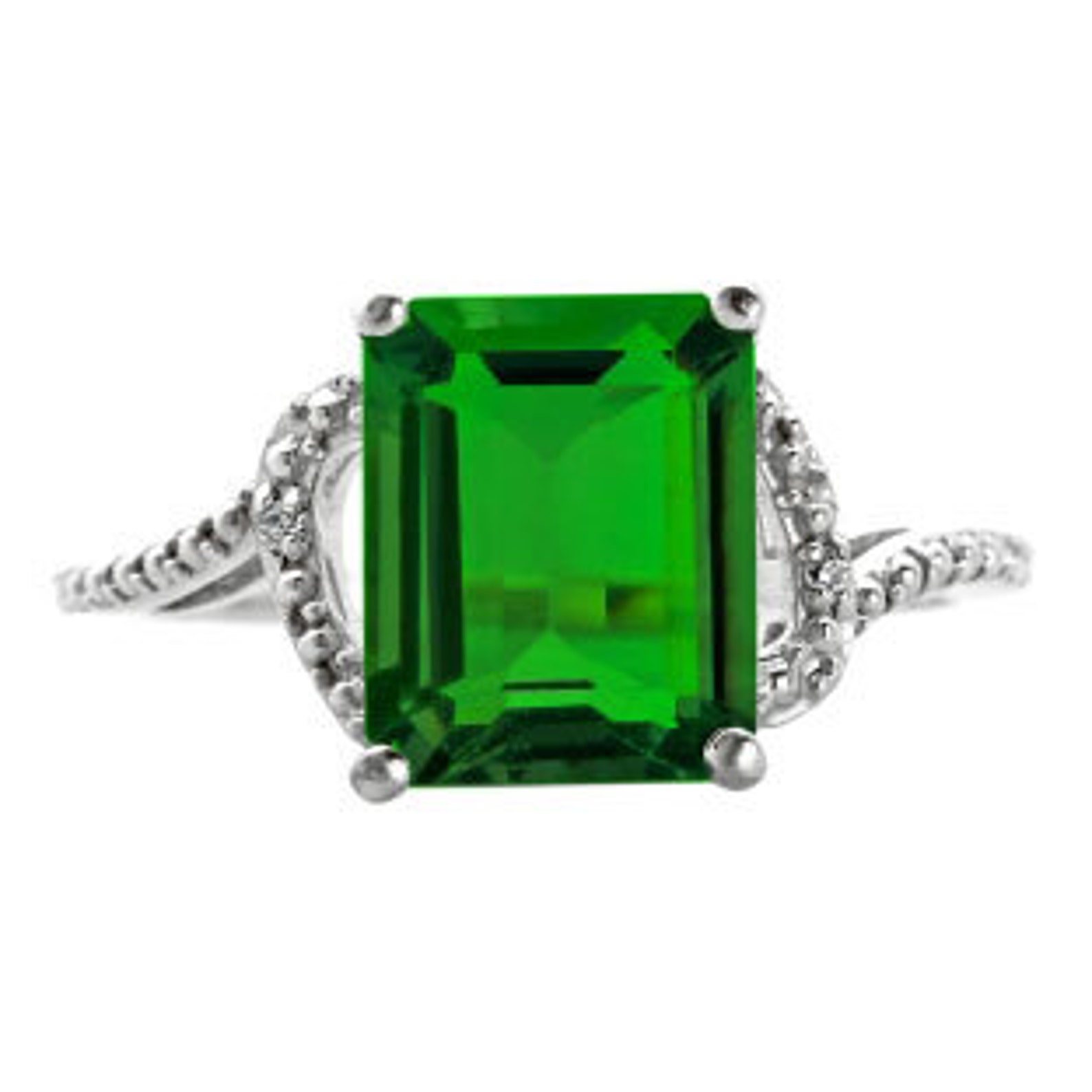 Simple Emerald-cut Emerald Diamond Ring Jewelry in White Rose Yellow ...