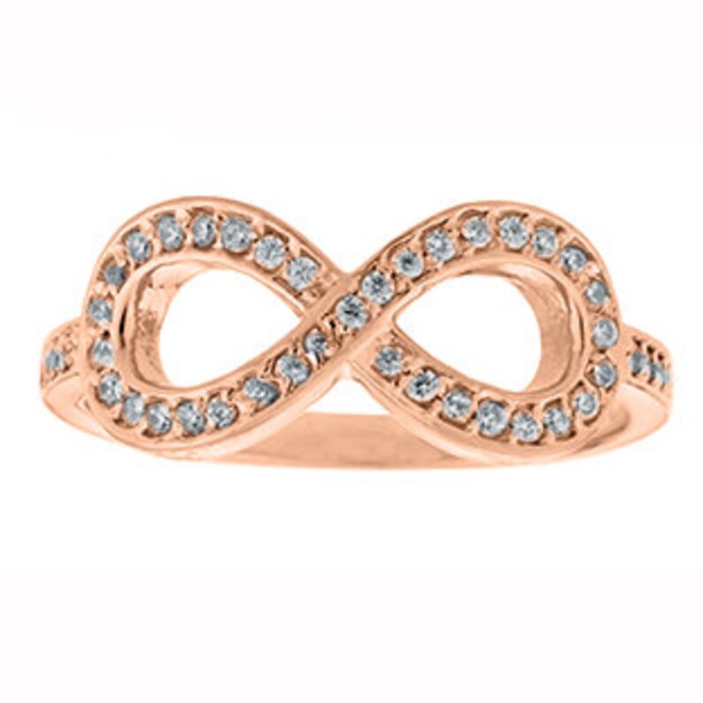 Infinity Jewelry .25 CT TW Diamond Infinity Symbol Ring in White Rose ...