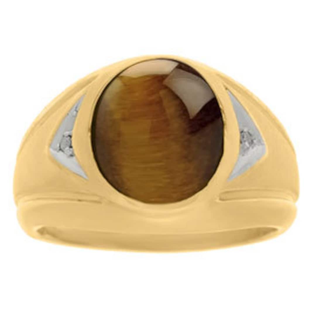 Tigers Eye Ring Mens Diamond Tiger Eye Ring Yellow White Rose Black ...