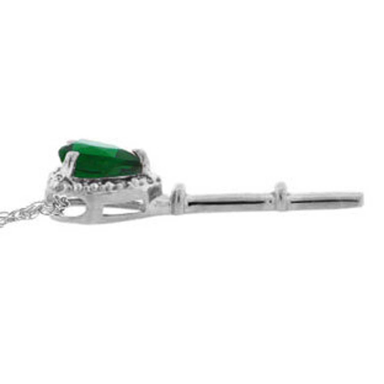 Diamond Green Emerald Heart Shaped Key Pendant Necklace in - Etsy