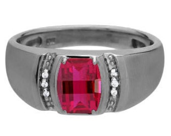 Cushion-cut Ruby Diamond Men's Ring in White Rose Yellow | Etsy