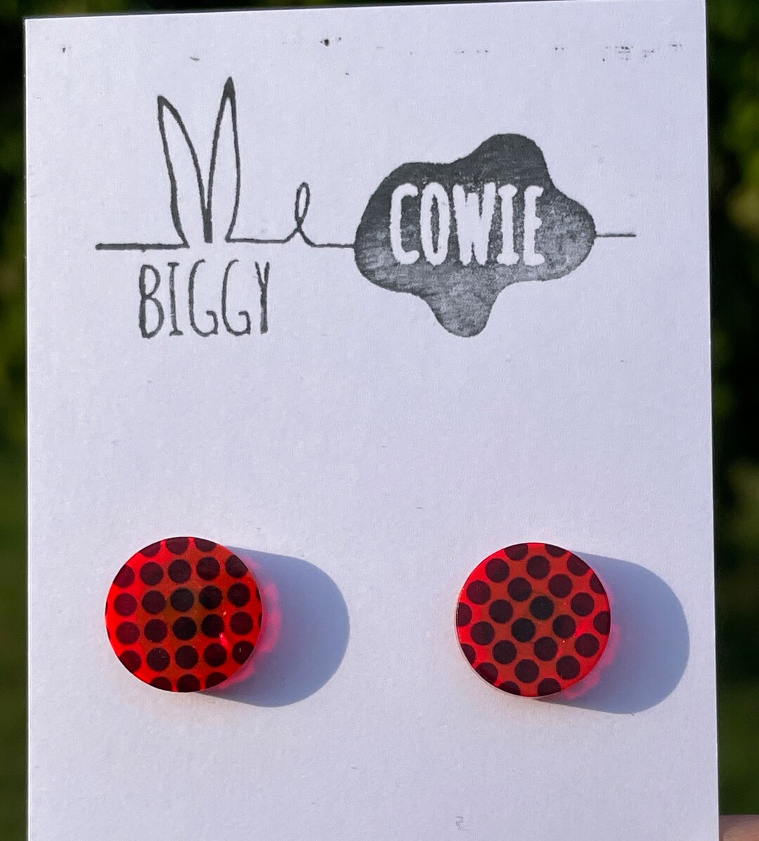 1980s Style Red Spotty Original Printed Acrylic Stud Earrings - Etsy