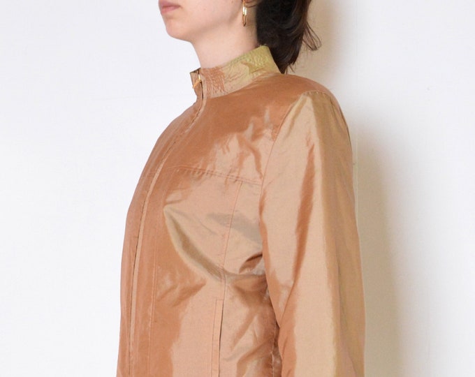 90's Opalescent Taffeta Jacket, Two Tone Beige Brown Vintage ...