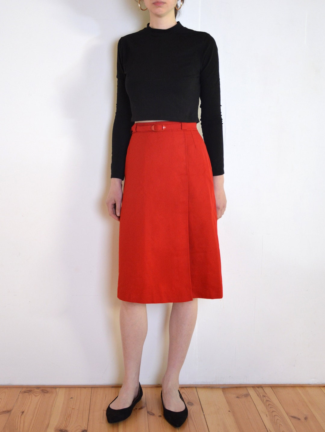 70's Red Swedish Skirt, Pleat Detail Beled Skirt, Medium - Etsy