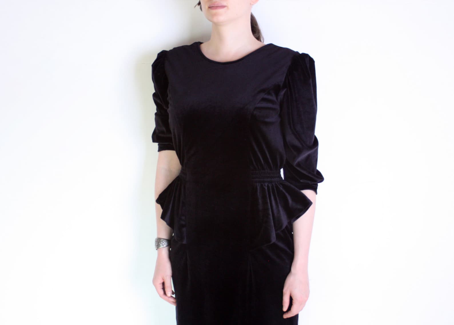 80's Velvet Dress Basque Bodice 80's Black Velvet - Etsy