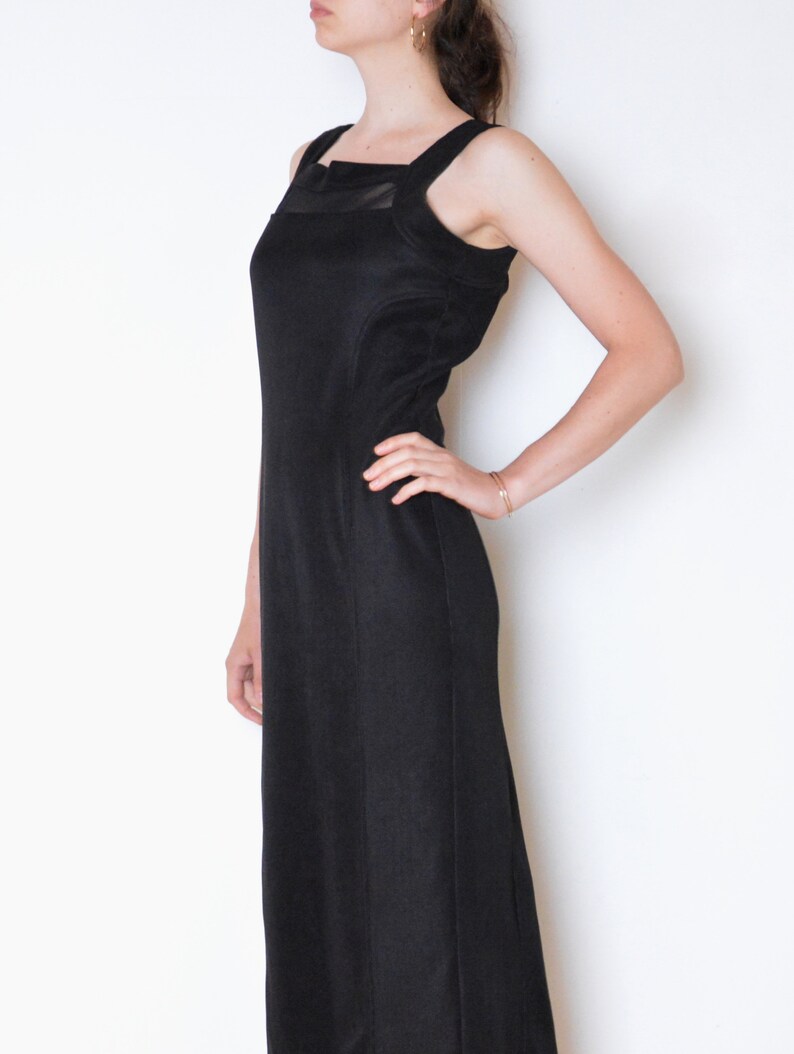 90's Sheer Panel Dress Black Maxi Dress Long Bodycon - Etsy