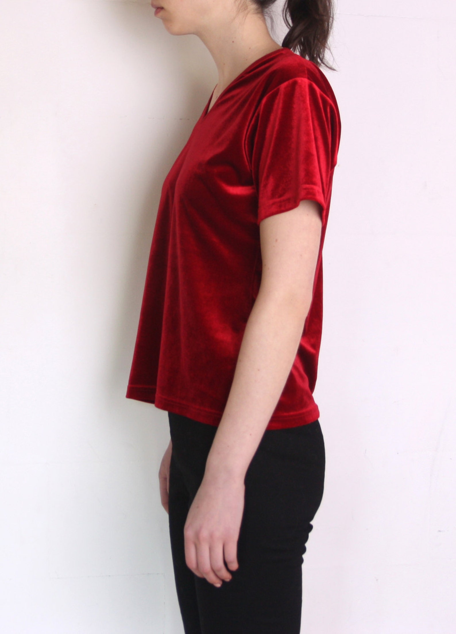 90's Red Velvet T Shirt Red Velvet Blouse Grunge Blouse - Etsy