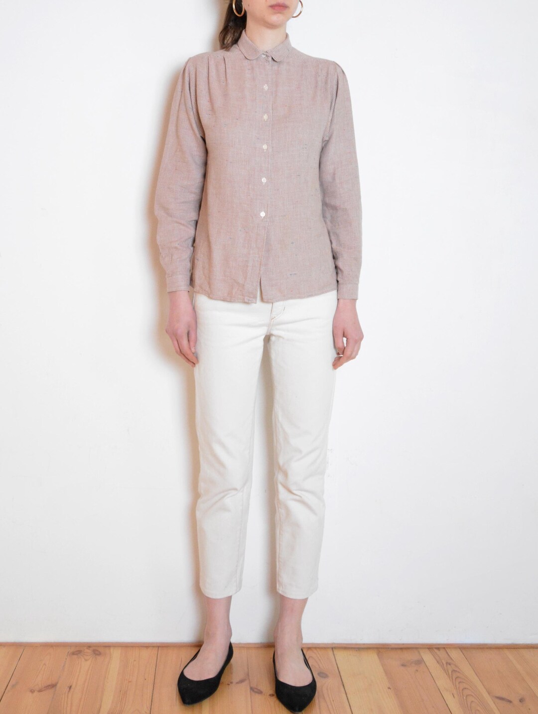 70s Swedish Blouse, Brown Beige Preppy Retro Vintage Shirt With ...