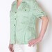 90's Basler Striped Flax Blouse, Green and White Short Sleeves Top ...