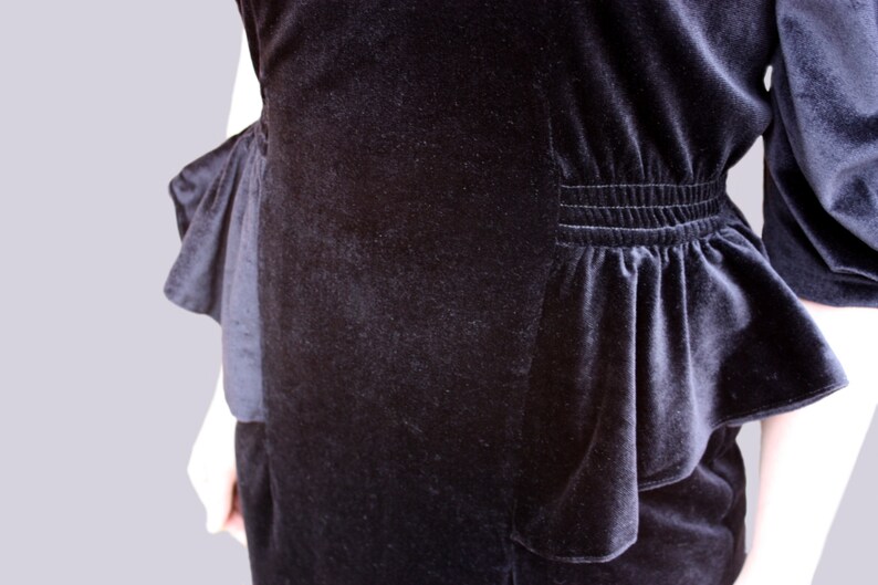 80's velvet dress basque bodice 80's black velvet | Etsy