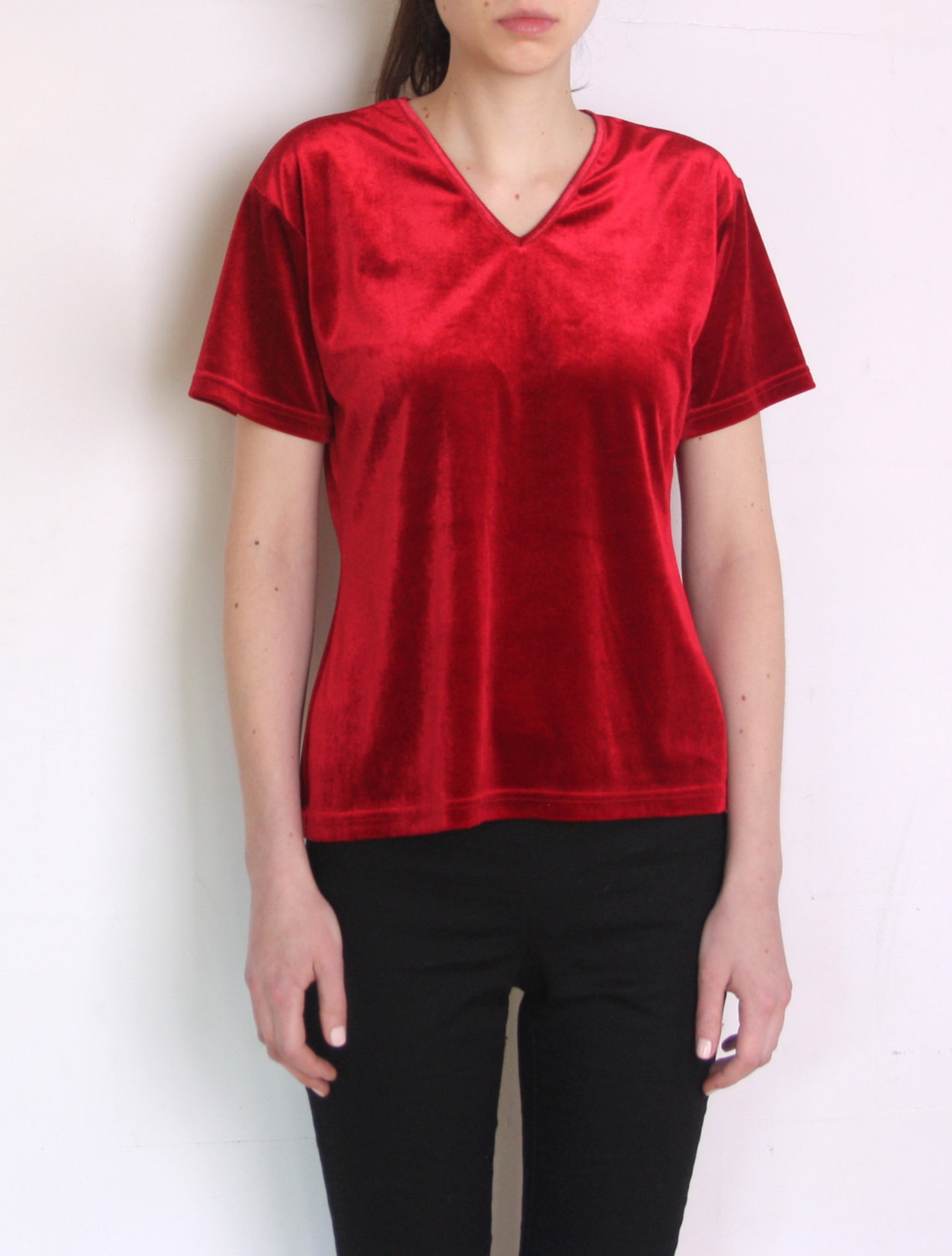 90's Red Velvet T Shirt Red Velvet Blouse Grunge Blouse - Etsy
