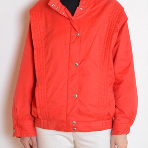 80s Red Jacket With Quilted Detail, Vintage Retro Hooded Windbreaker ...